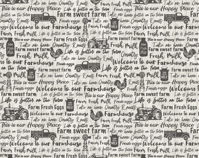 Life is Better on the Farm Sweet Farm Text Fabric // Michael Miller ...