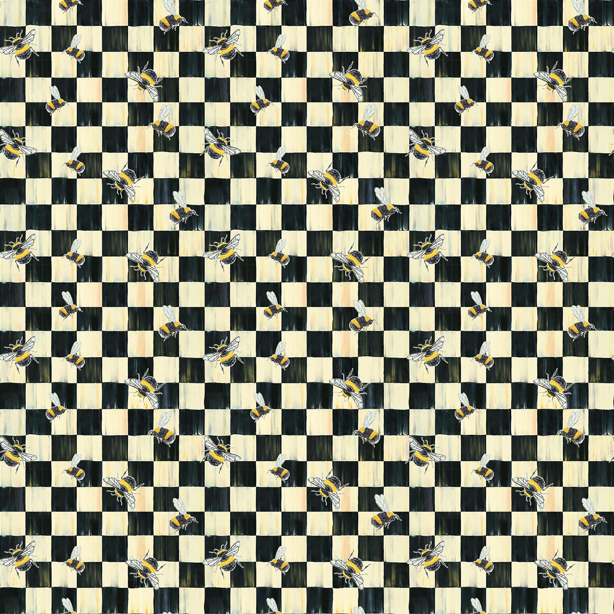 Sunshine & Bumblebee Checks Fabric // Print Concepts 10356 by - Etsy