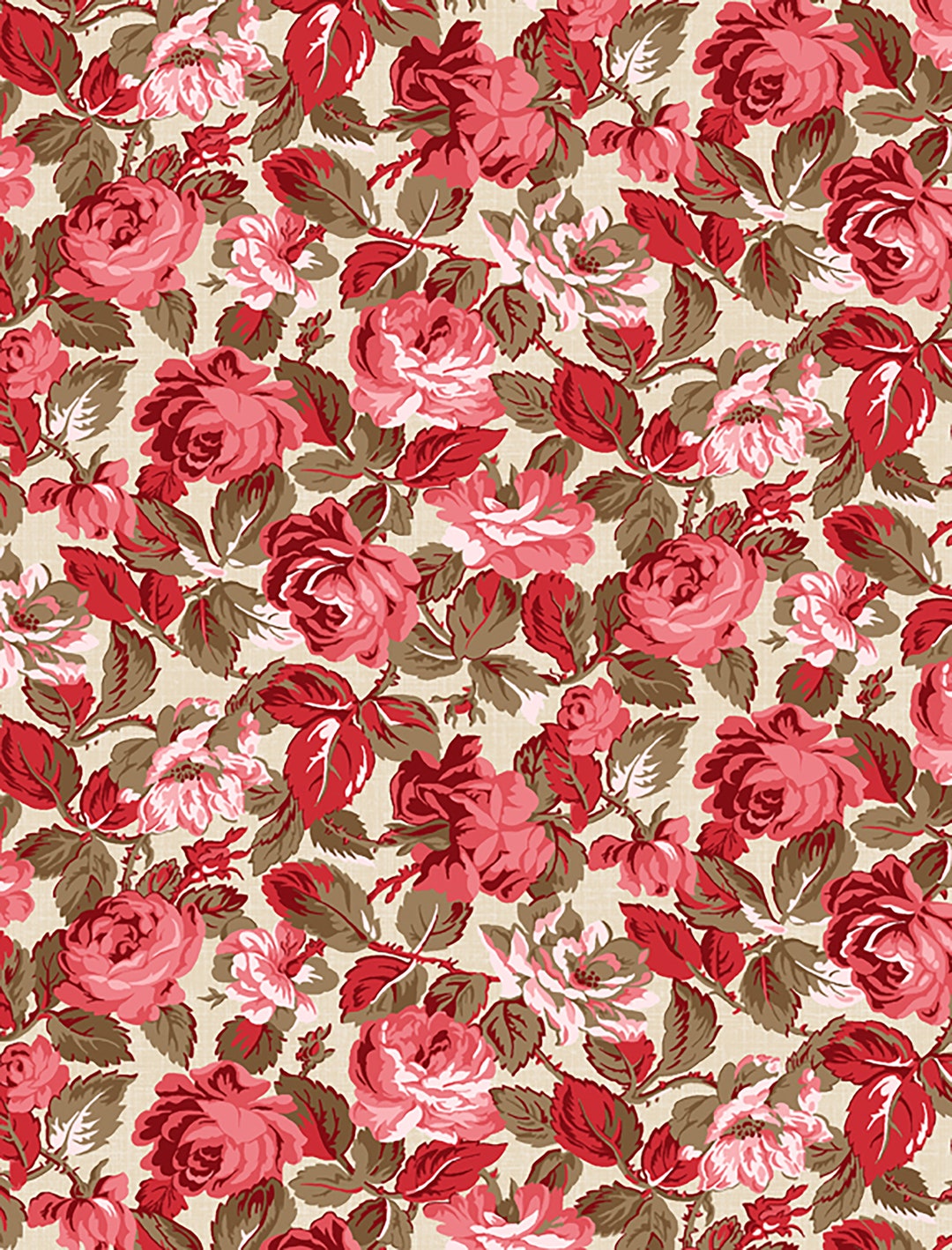 Rhapsody in Reds Tonal Floral Fabric // Kaye England // Wilmington ...