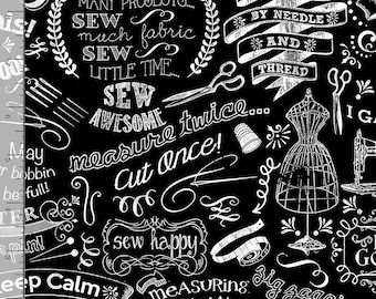 Sewing Words Fabric | Etsy