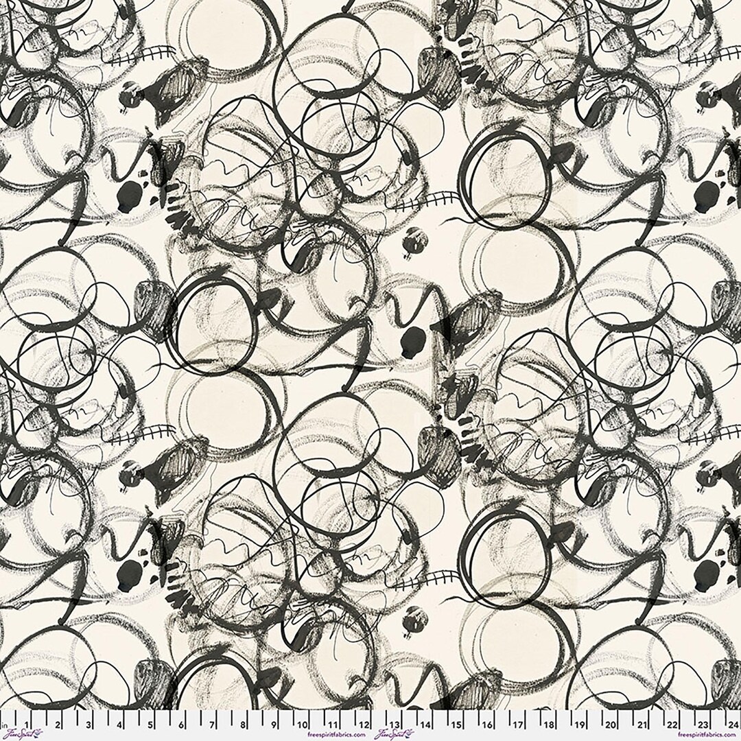 Ravel Scribble Fabric // Freespirit PWEB044.CHARCOAL by the HALF YARD ...
