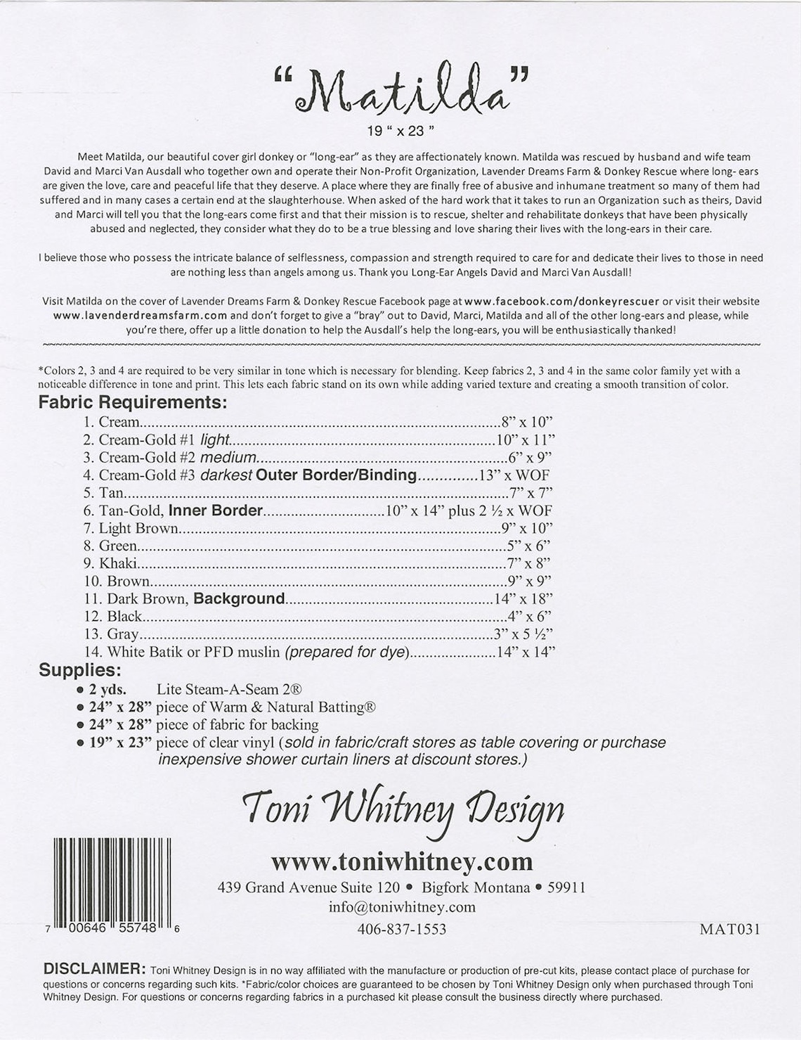 Matilda Horse Quilt/Wallhanging Pattern by Toni Whitney M031-P | Etsy