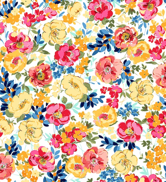 Penelope Stylized Floral Fabric // Quilting Treasures 26551-Z | Etsy