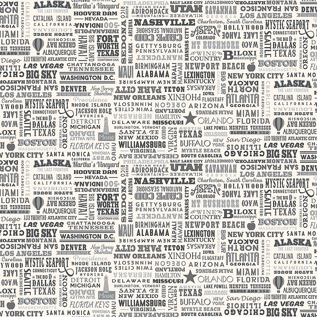 Destinations United States Names Fabric // Riley Blake Designs C10029 ...