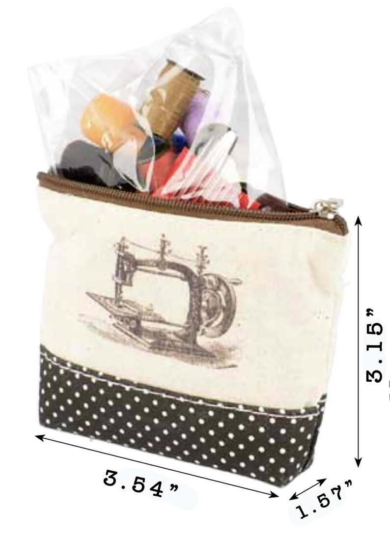 Kit Couture Vintage Sewing Machine Sewing Kit Zipper Pouch M00599 U007 ...