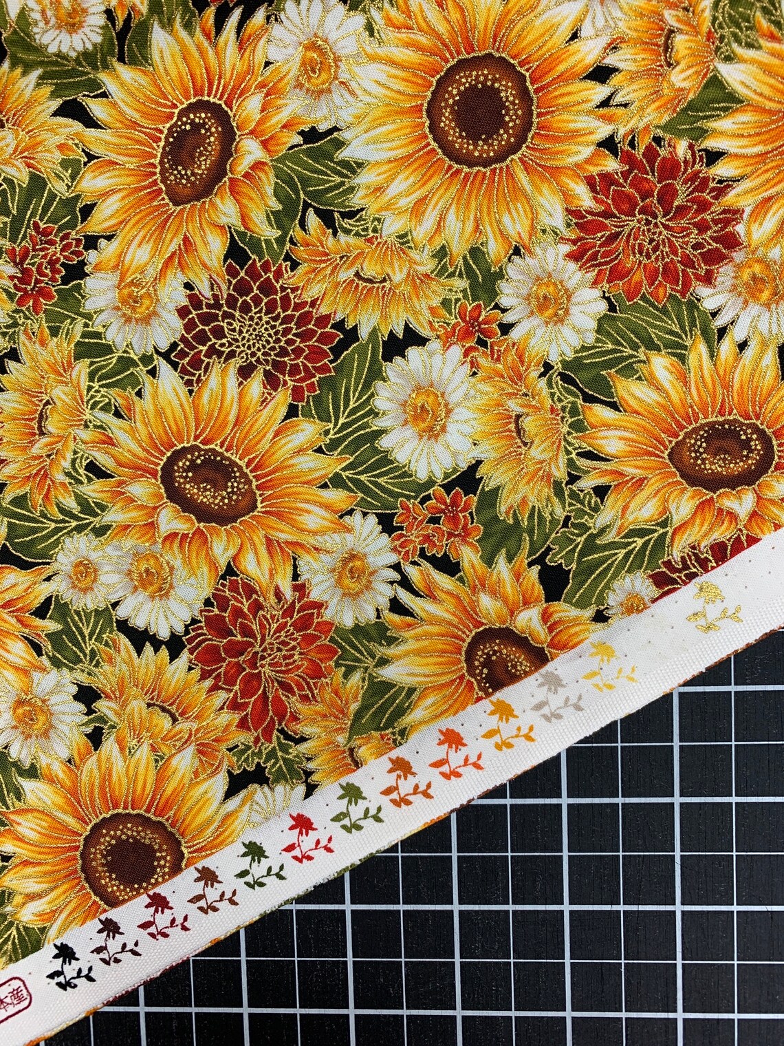 Autumn Bouquet Autumn Sunflower Fabric // Robert Kaufman | Etsy