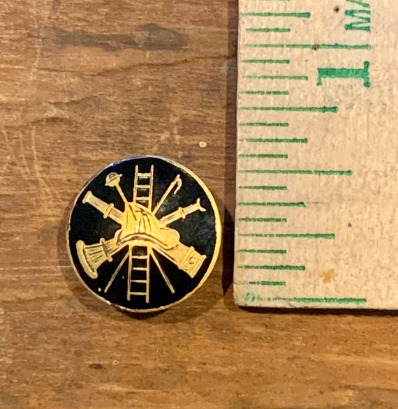 Rare Victorian Firefighters Enamel Collar Button - Gem