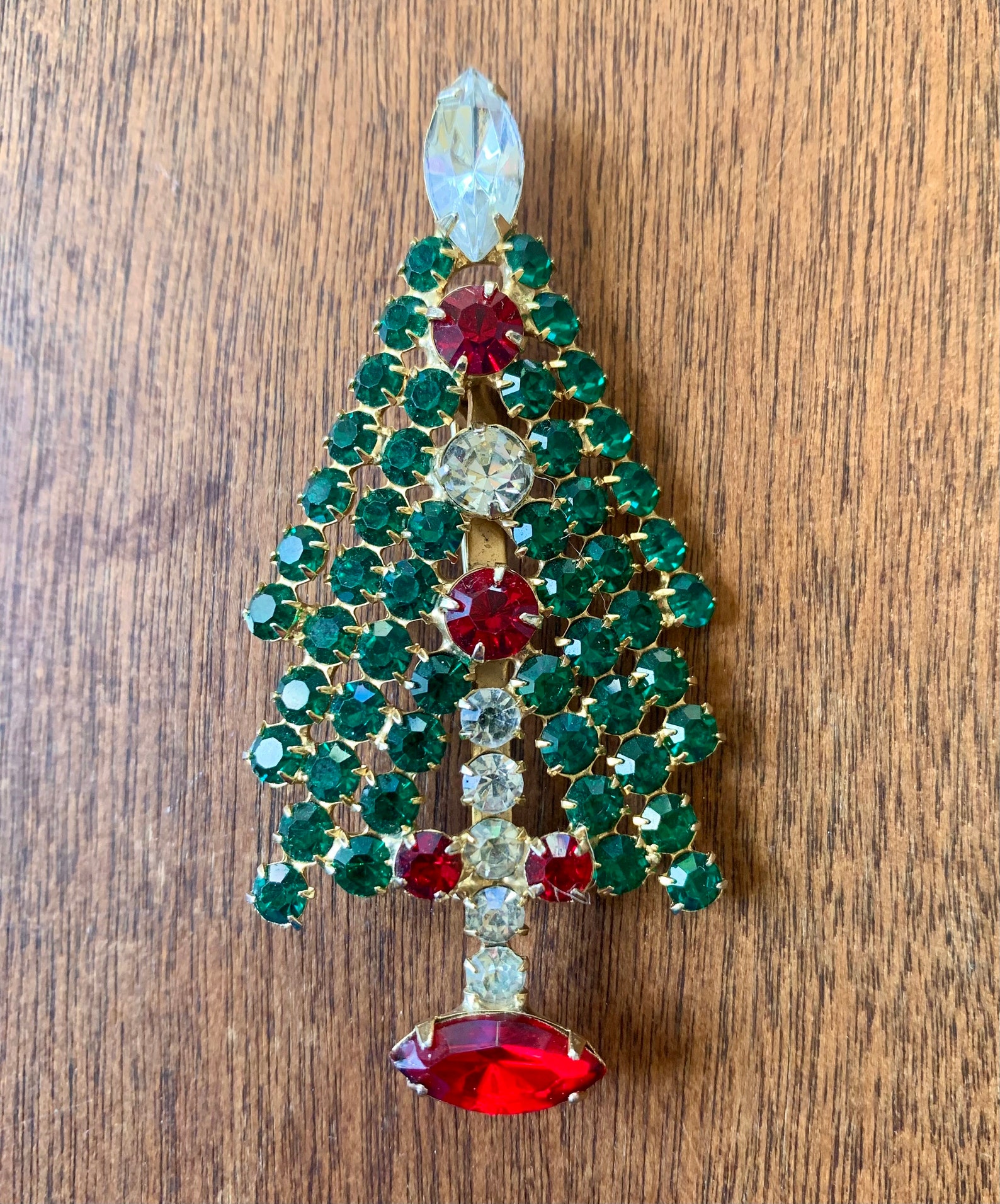 Vintage Rhinestone Christmas Tree Brooch - Etsy