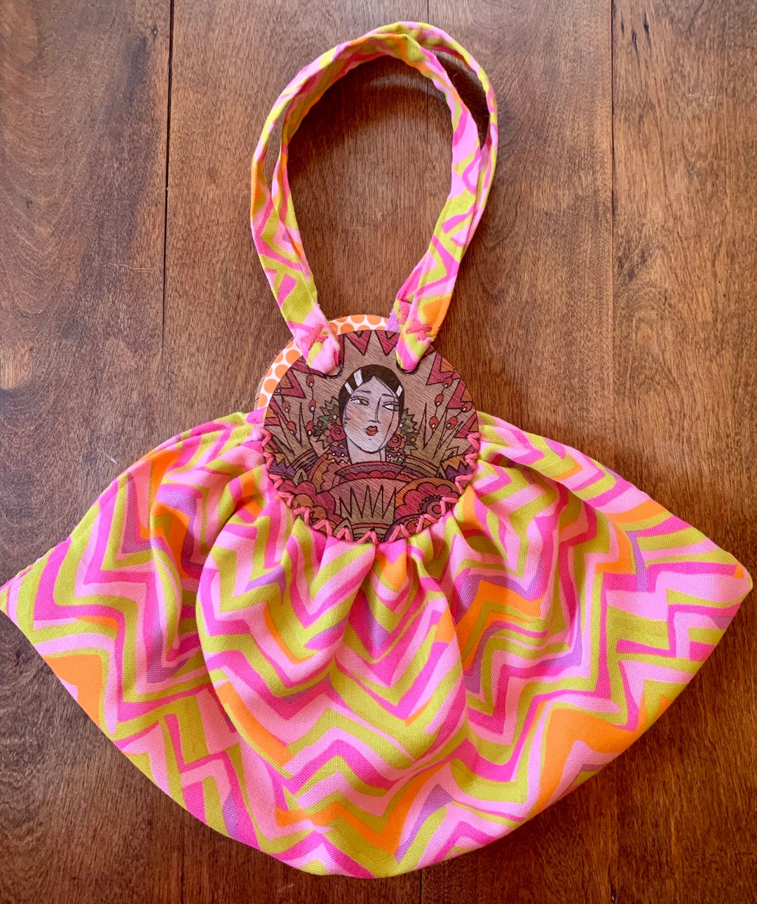 Vintage 1940s Style Wood Burnt Fan Purse Deco Lady Style - Etsy