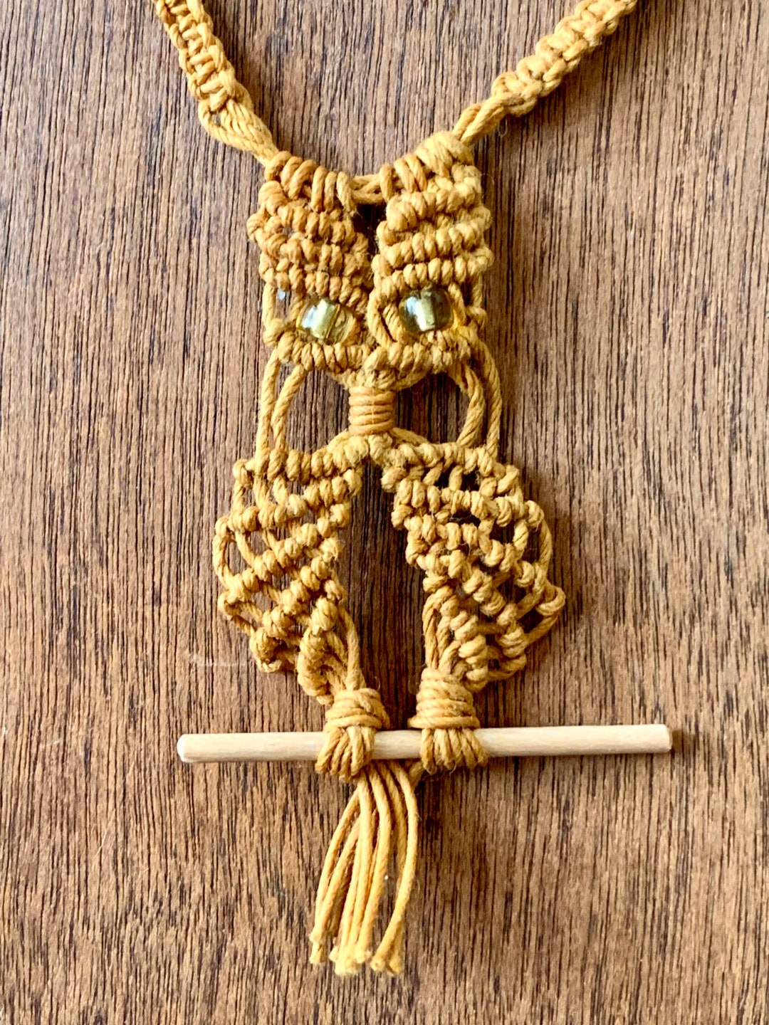 Vintage Macrame Owl Necklace - Etsy