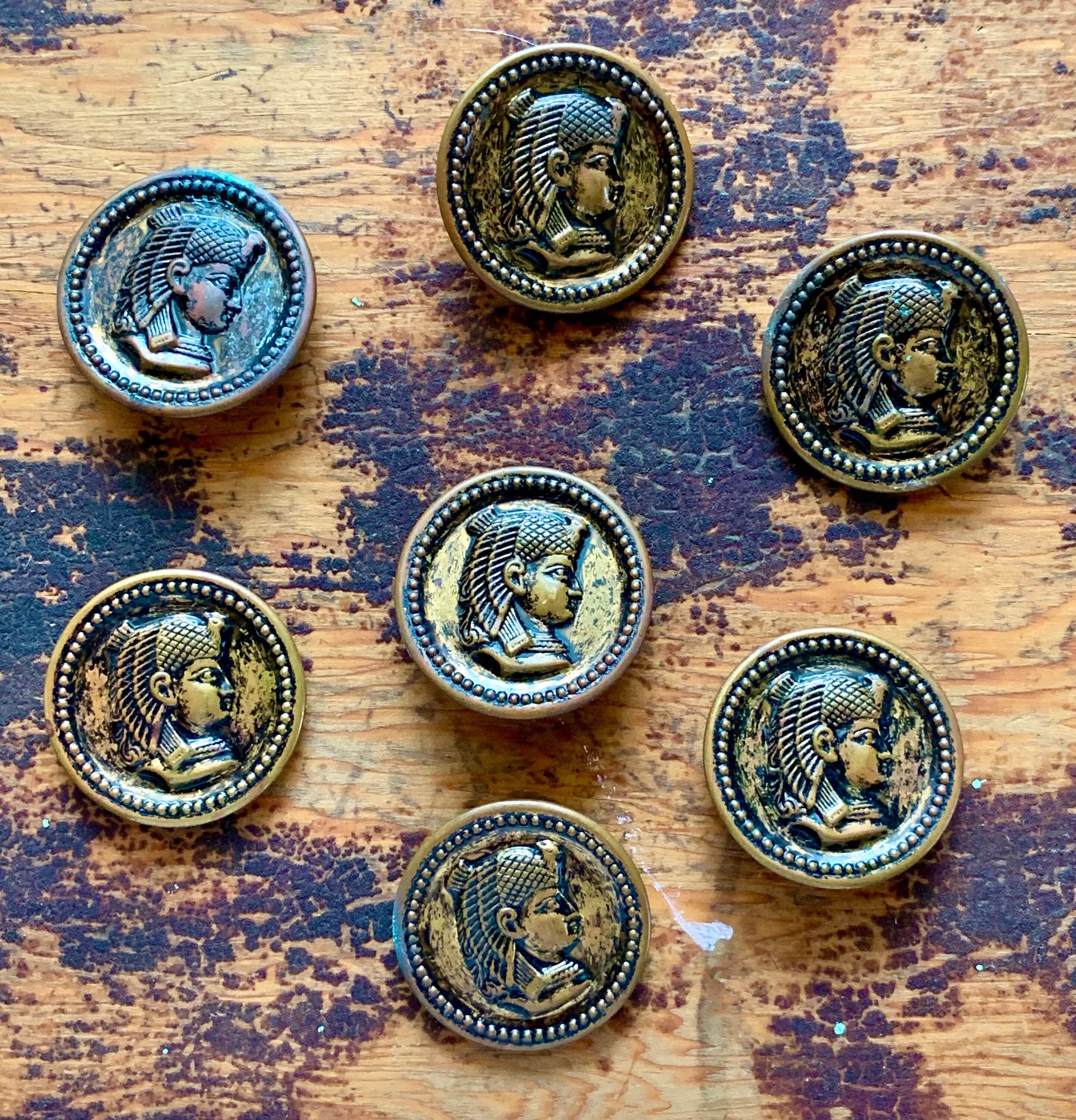 Set of Egyptian Revival Brass Buttons | Etsy