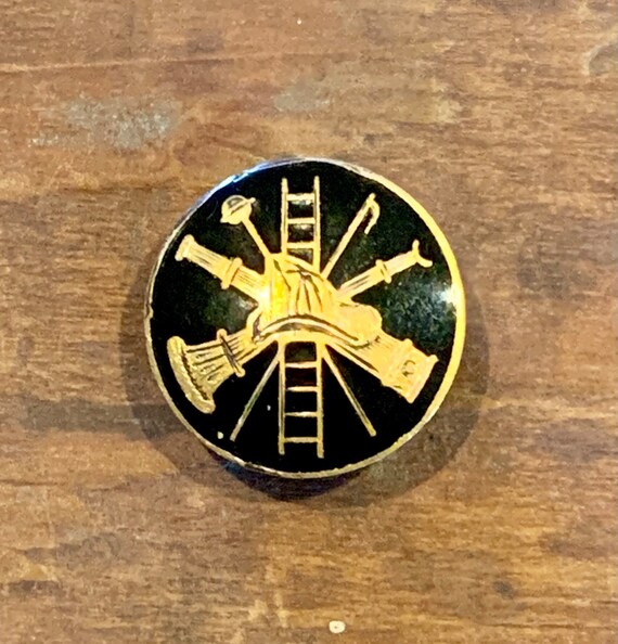 Rare Victorian Firefighters Enamel Collar Button - Gem