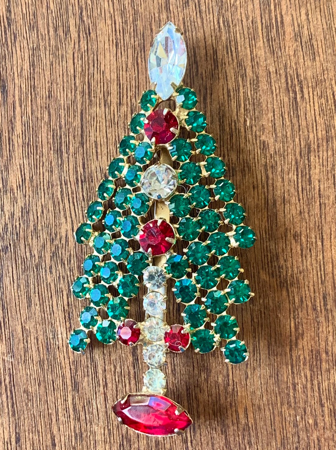 Vintage Rhinestone Christmas Tree Brooch - Etsy