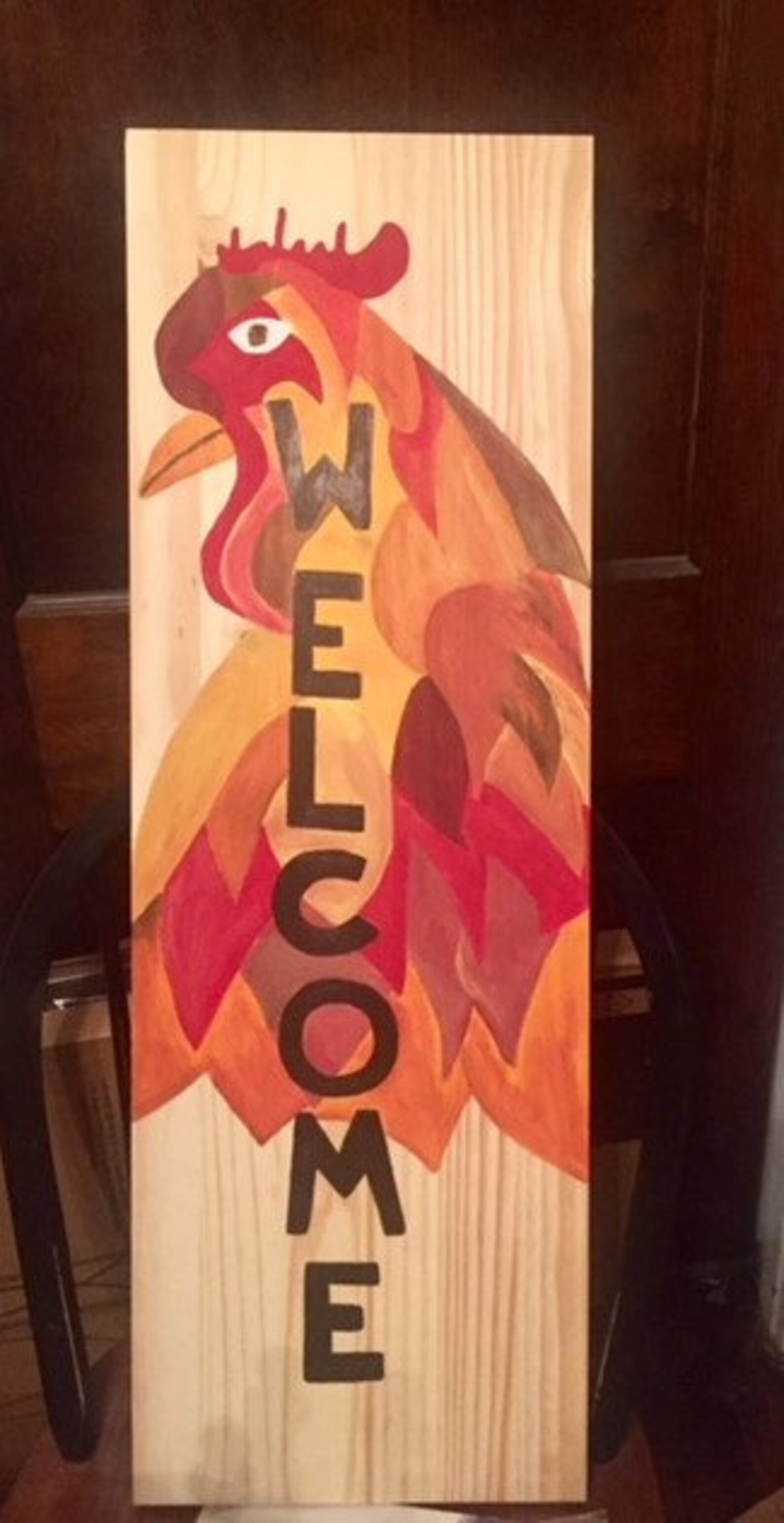 Hand Painted Welcome Sign With Rooster - Etsy