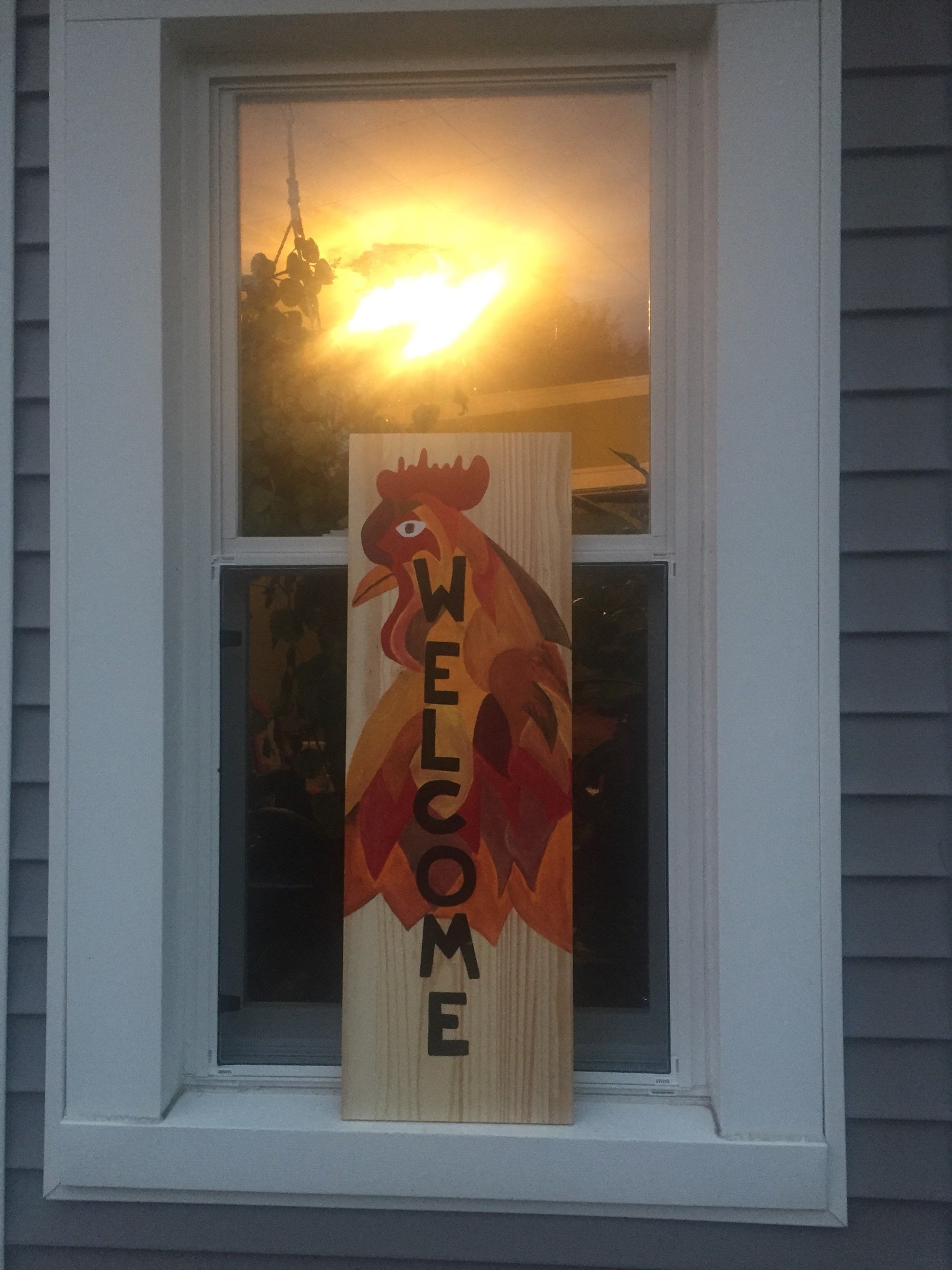 Hand Painted Welcome Sign With Rooster - Etsy