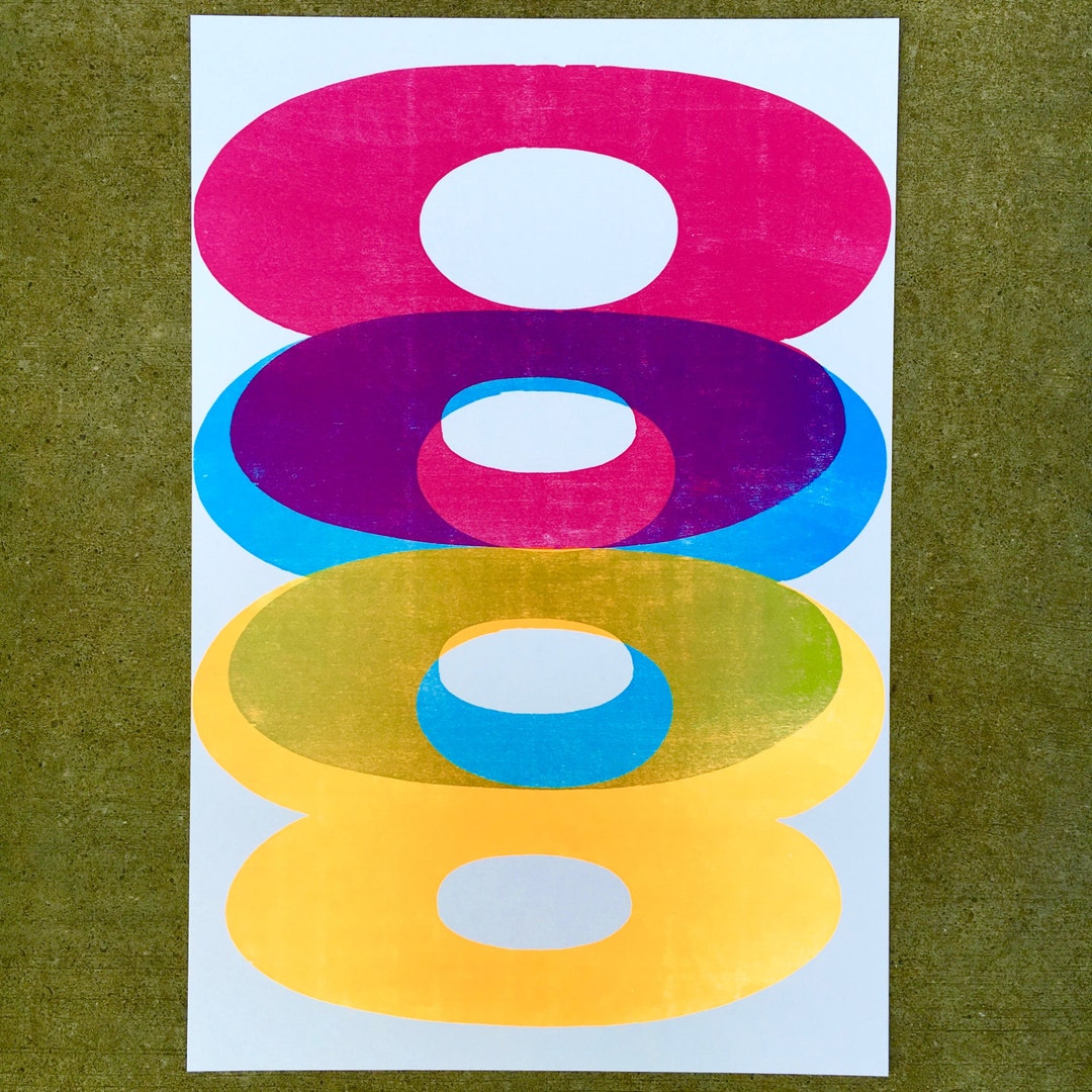 3-color Triple Eights Letterpress Print - Etsy