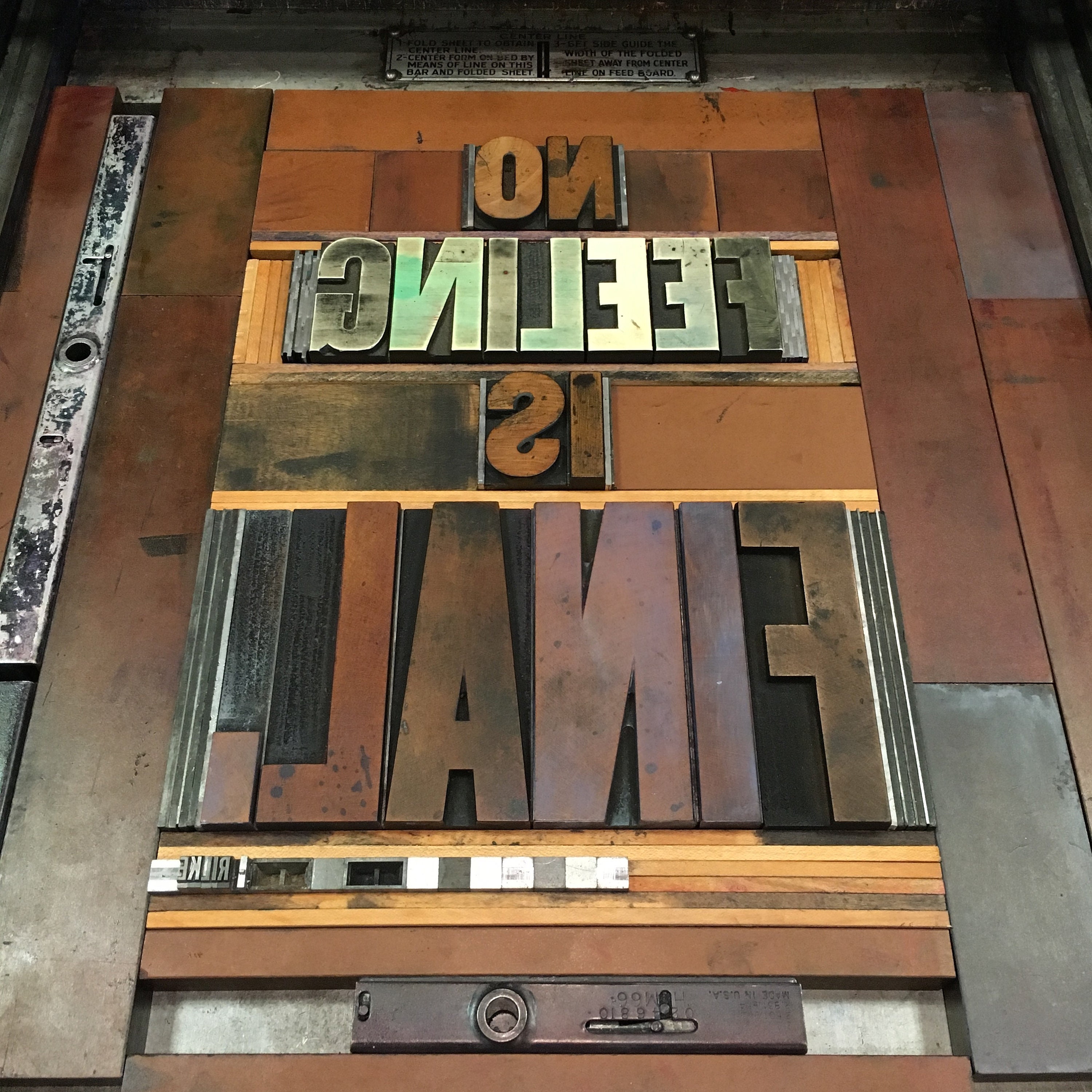 No Feeling is Final Letterpress Print one-of-a-kind - Etsy