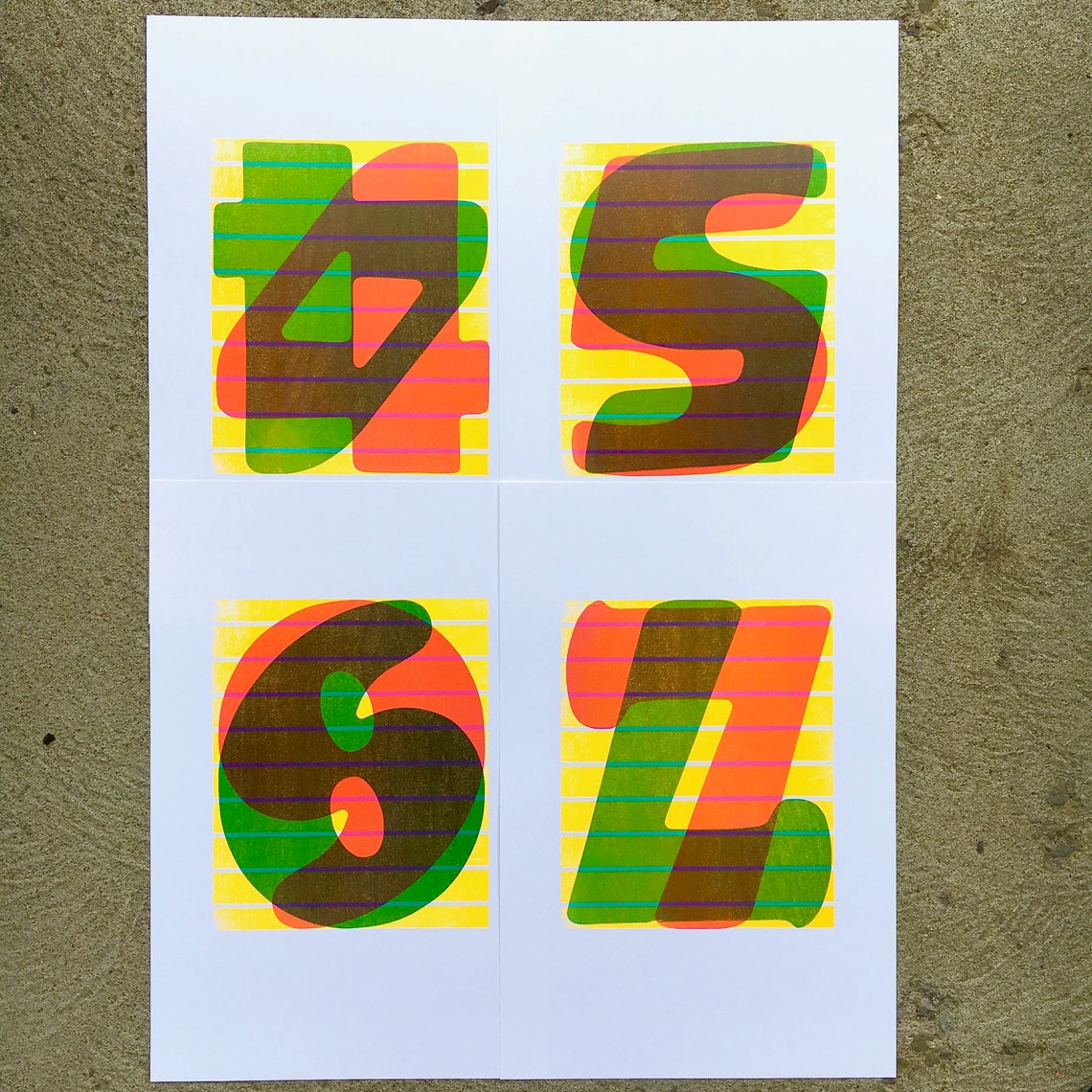 3-color Neon Six Print - Etsy