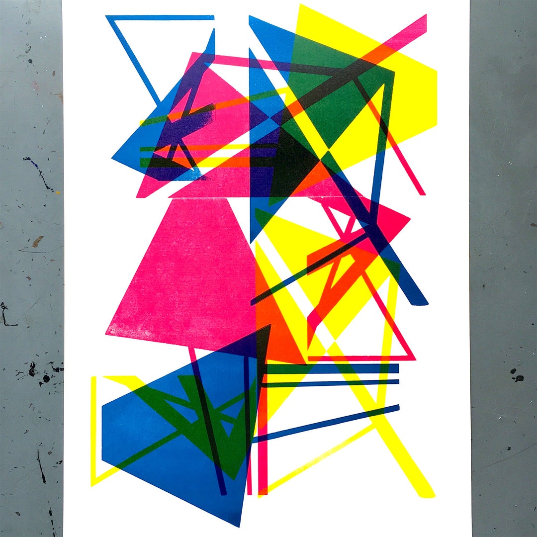 3-color Abstract Geometric Structures Print - Etsy