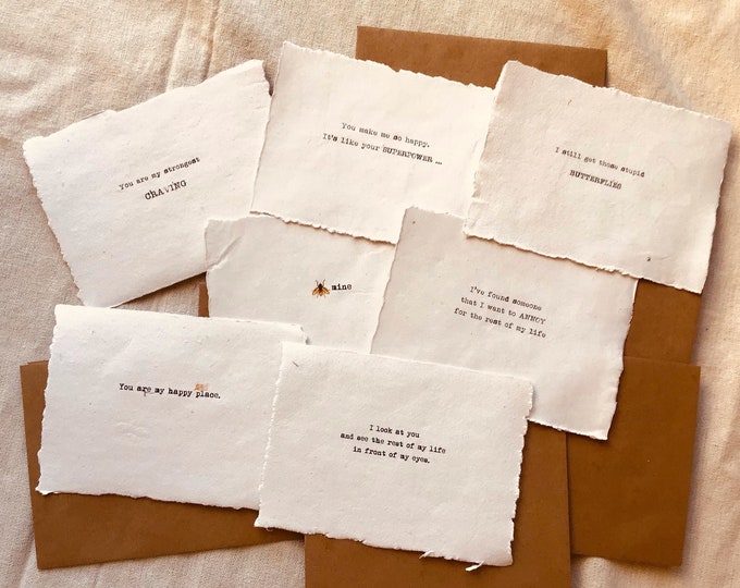 7 Little Love Notes - Love Notes on Handmade Papers - Valentines Gift ...