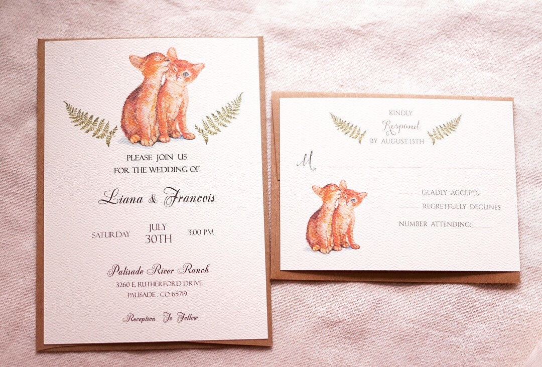 Printable or Printed Cat Wedding Invitation Suite Kittens | Etsy