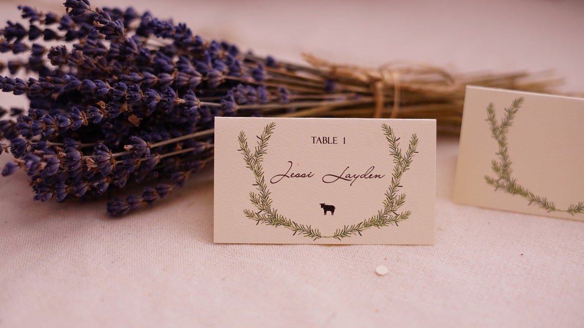 Vintage Rosemary Table Place Cards - Rosemary Escort Cards - Rosemary ...