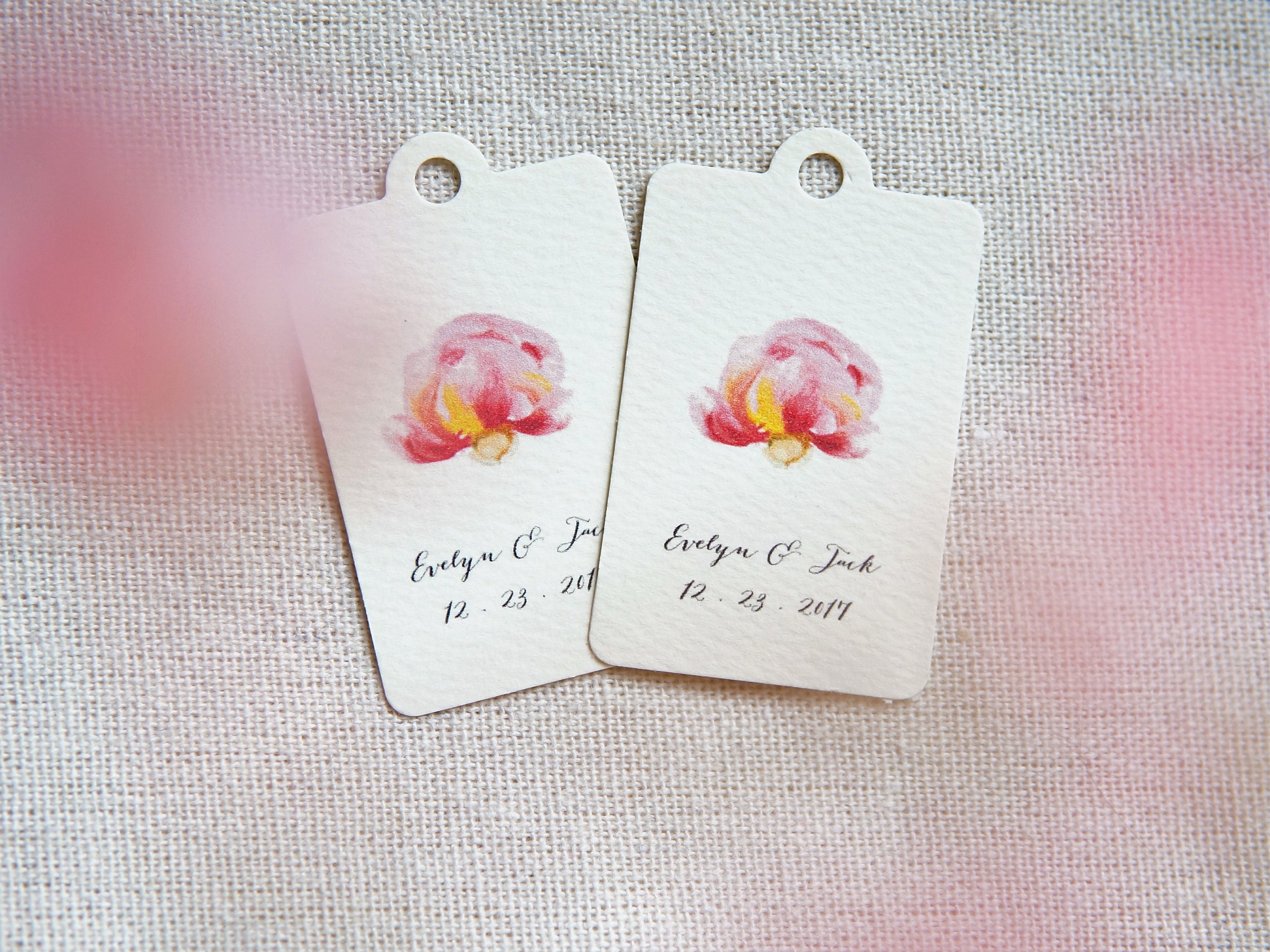 Personalized Gift Tags - Peony Favor Tag - Wedding Favor Tag - Shower ...