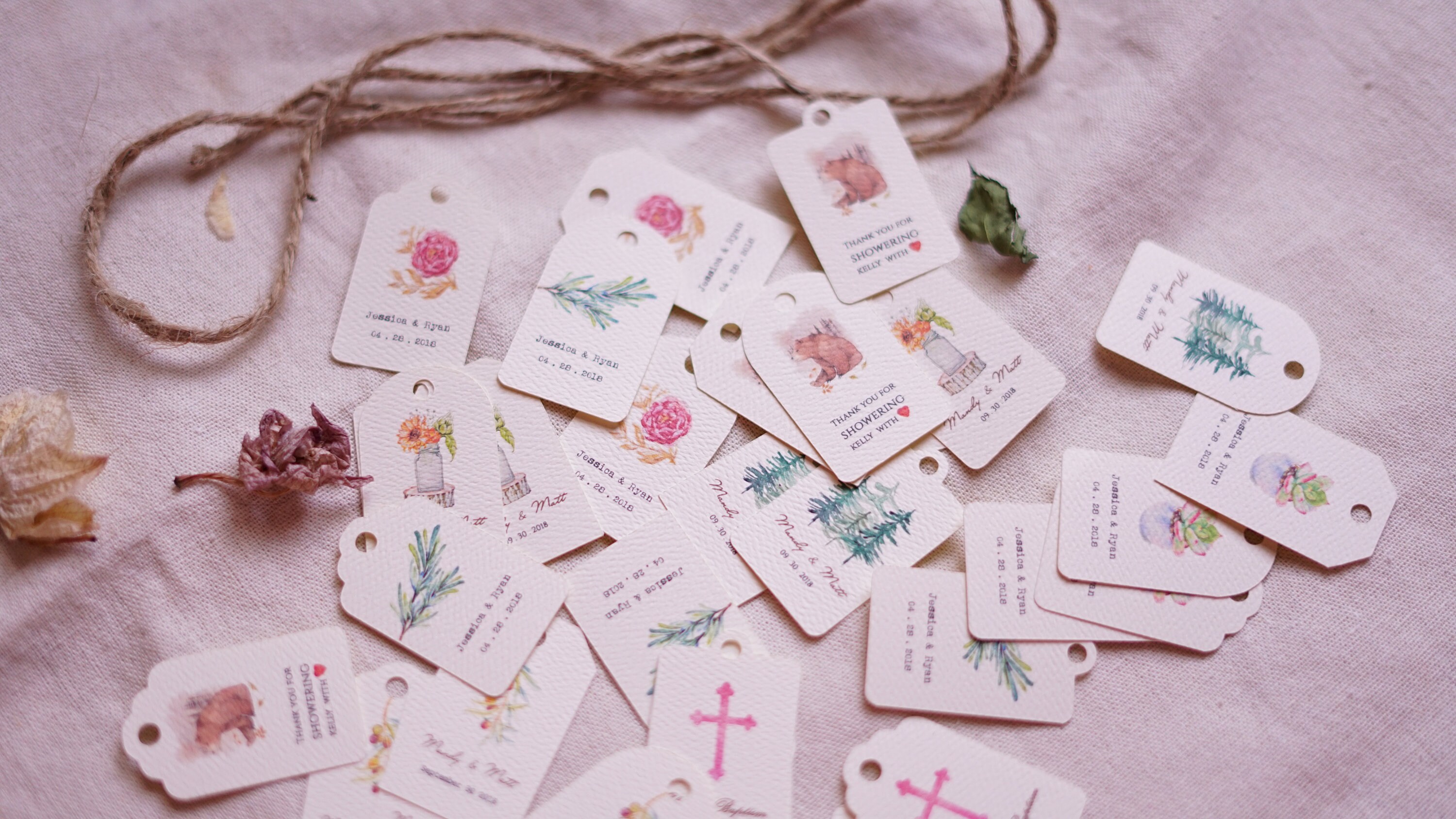 Personalized Gift Tag Roses favor tag Wedding floral tag | Etsy