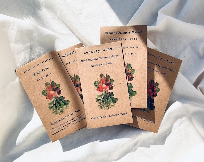 Custom Bulk Veggie Seeds Packets - Wedding Favor - Birthday Seed Favor ...