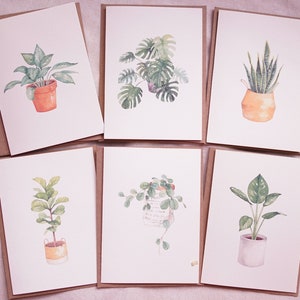 Set of 6 Variety Indoor Plant Blank Note Cards - Greenery Card ...