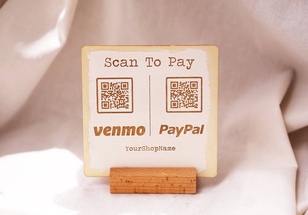 Scan to Pay Sign, Personalized Wooden Rustic Small Business QR Code ...