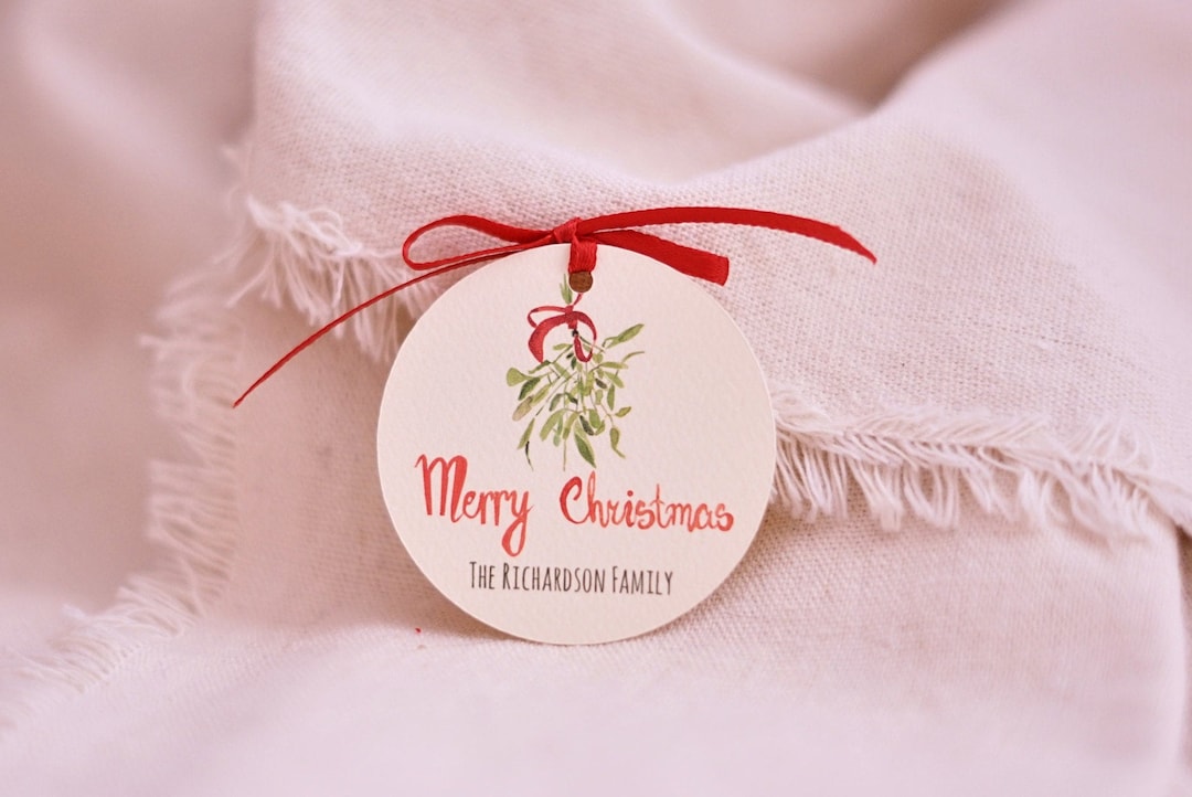 Personalized Mini Christmas Gift Tags - Mini Mistletoe Gift Tag ...