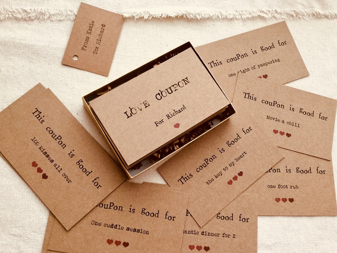 Personalized Love Coupon Box - Love Voucher - Gift for Him - Gift for ...