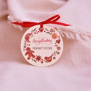 Personalized Round Christmas Gift Tags - Gingerbread Cookies Gift Tag ...