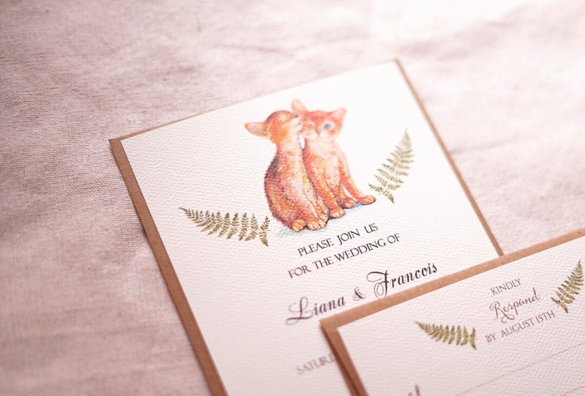 Printable or Printed Cat Wedding Invitation Suite Kittens | Etsy