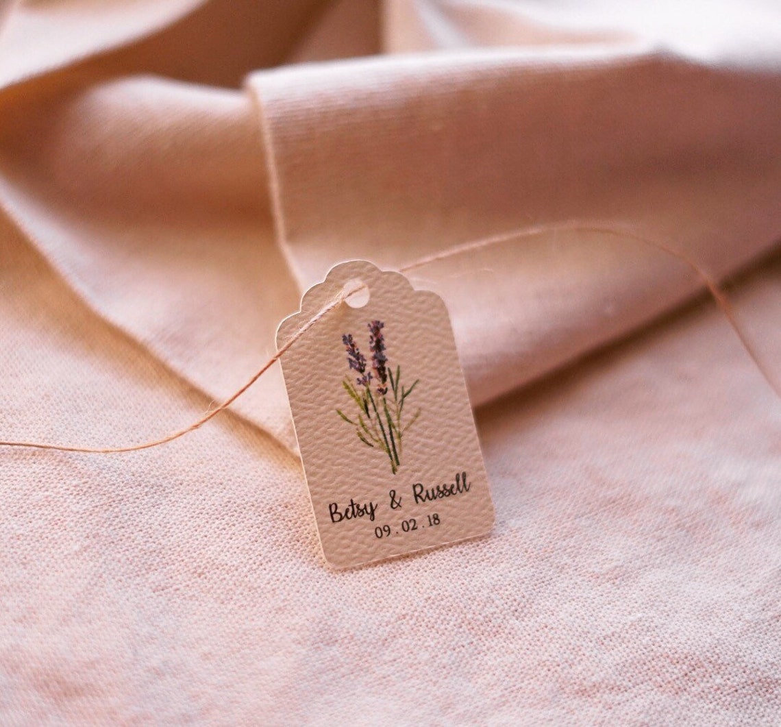 Personalized Scalloped Lavender Favor Tags Personalized | Etsy