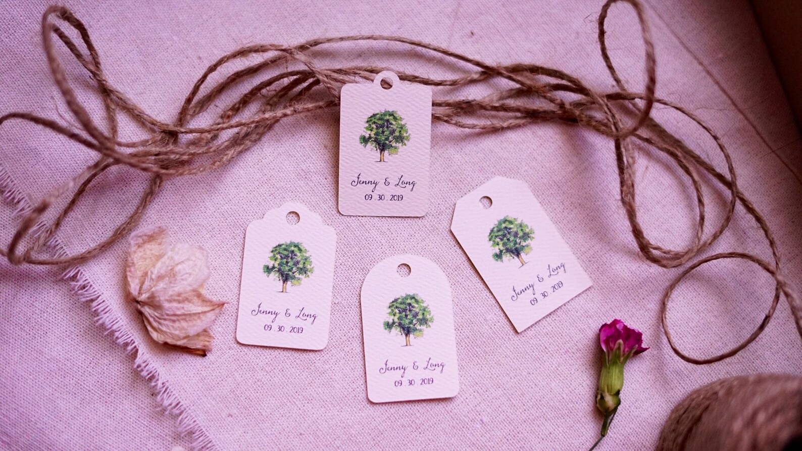 Personalized Oak Tree Wedding Favor Tag - Oak Tree Shower Favor Tag ...