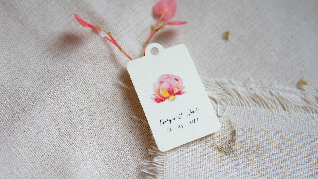 Personalized Gift Tags - Peony Favor Tag - Wedding Favor Tag - Shower ...