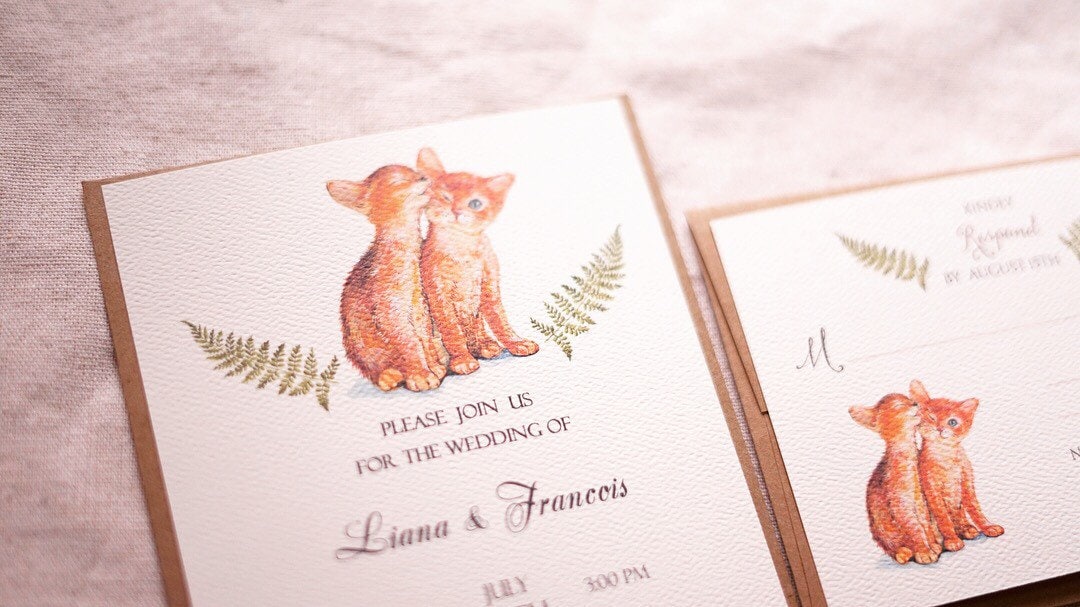 Printable or Printed Cat Wedding Invitation Suite Kittens | Etsy