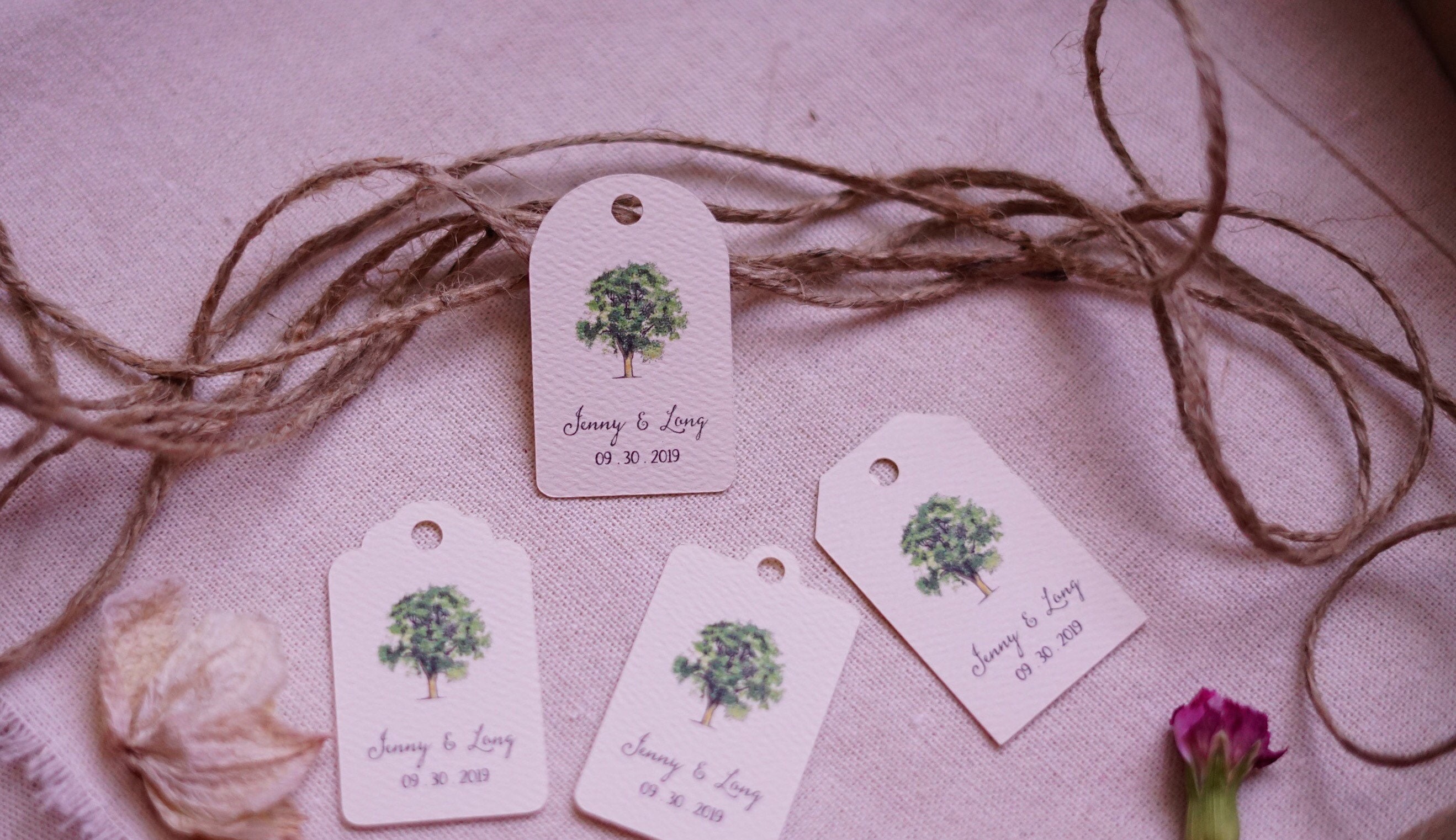 Personalized Oak Tree Wedding Favor Tag - Oak Tree Shower Favor Tag ...