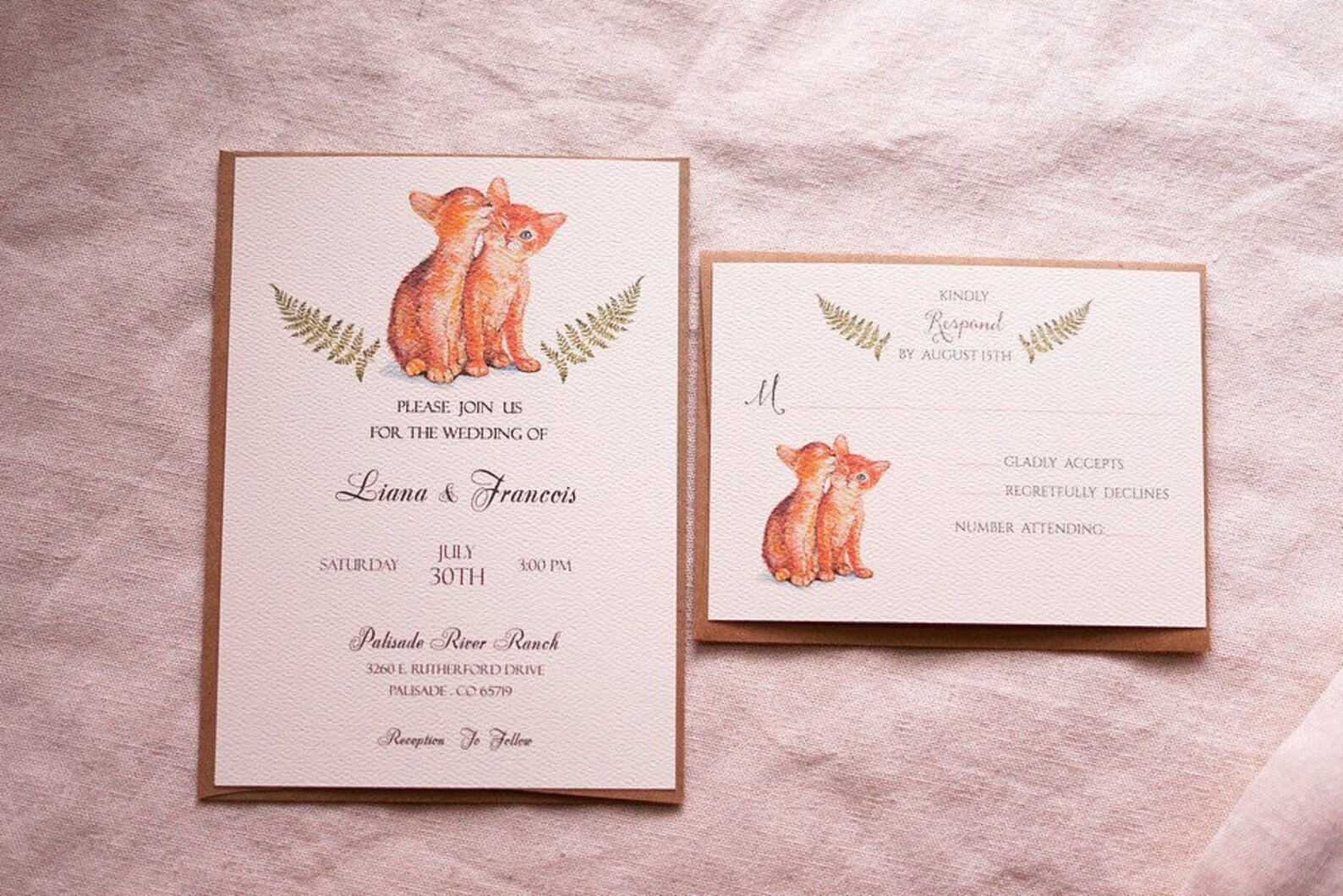 Printable or Printed Cat Wedding Invitation Suite Kittens | Etsy