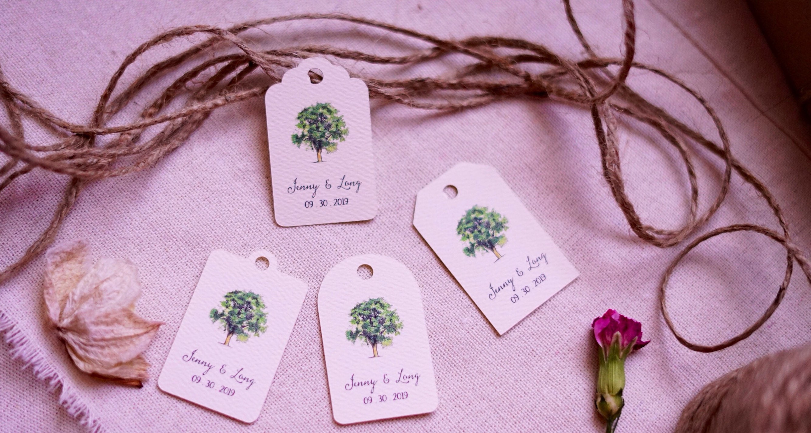 Personalized Oak Tree Wedding Favor Tag - Oak Tree Shower Favor Tag ...