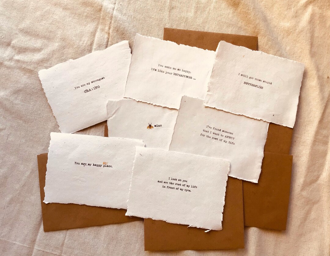 7 Little Love Notes - Love Notes on Handmade Papers - Valentines Gift ...