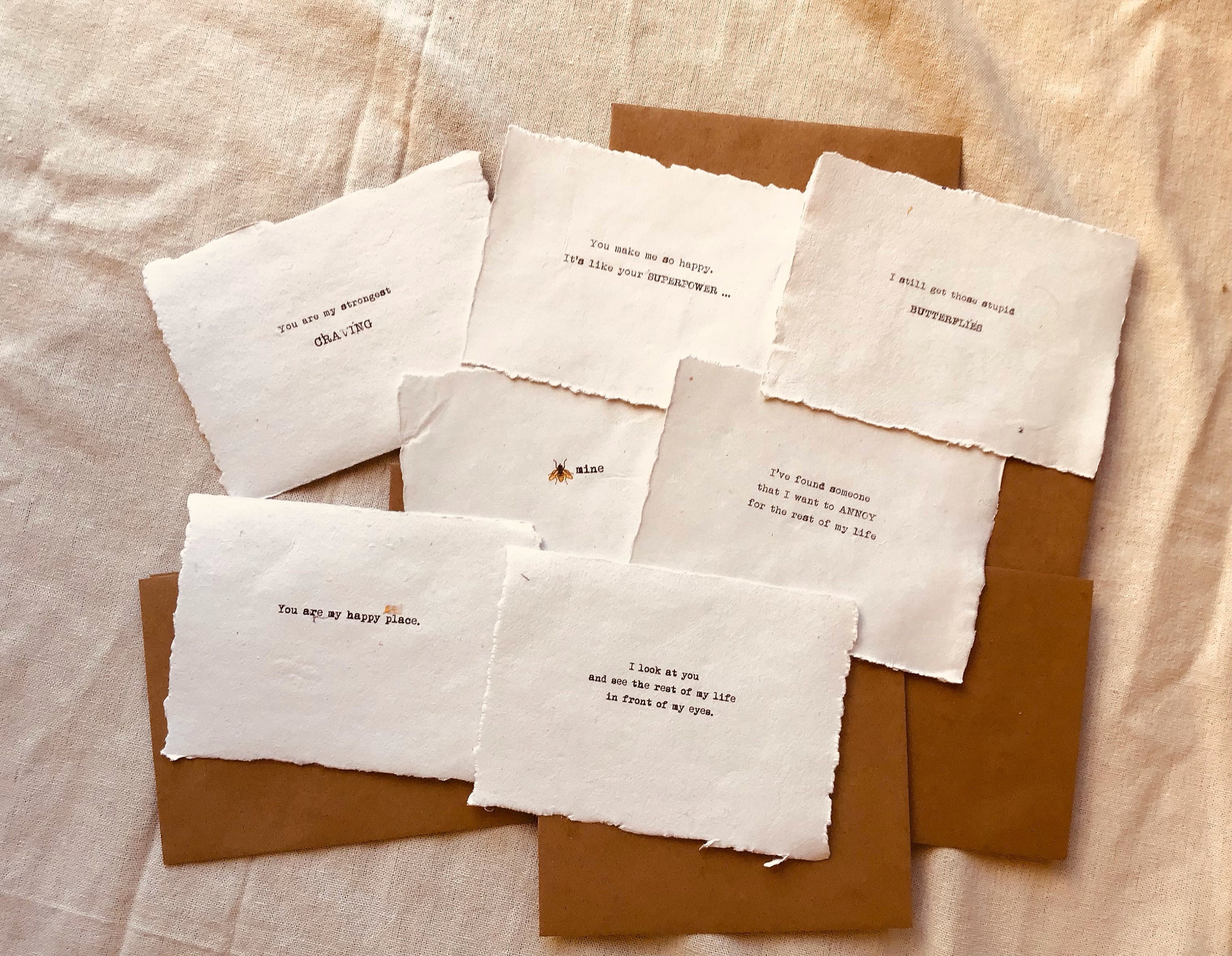 7 Little Love Notes - Love Notes on Handmade Papers - Valentines Gift ...