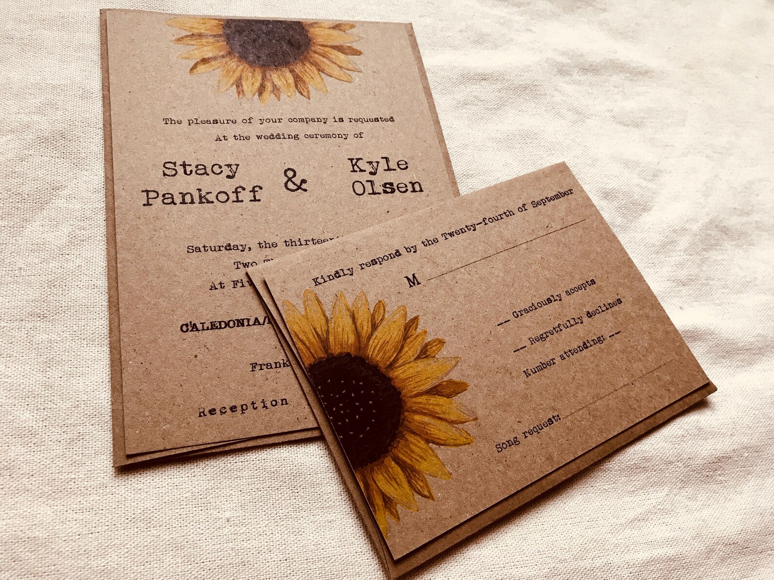 Sunflower Wedding Invitation Floral Wedding Invitation - Etsy