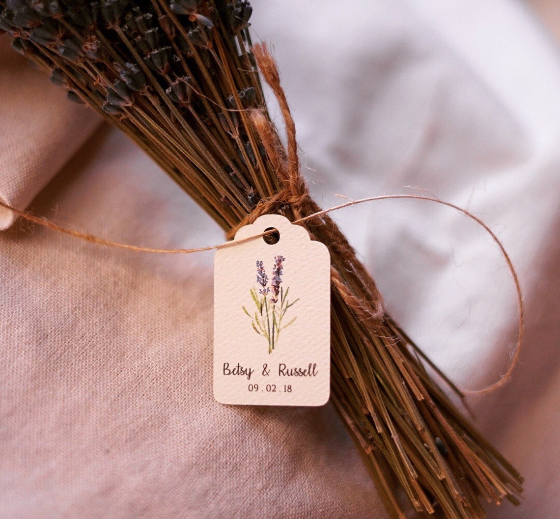 Personalized Scalloped Lavender Favor Tags Personalized | Etsy