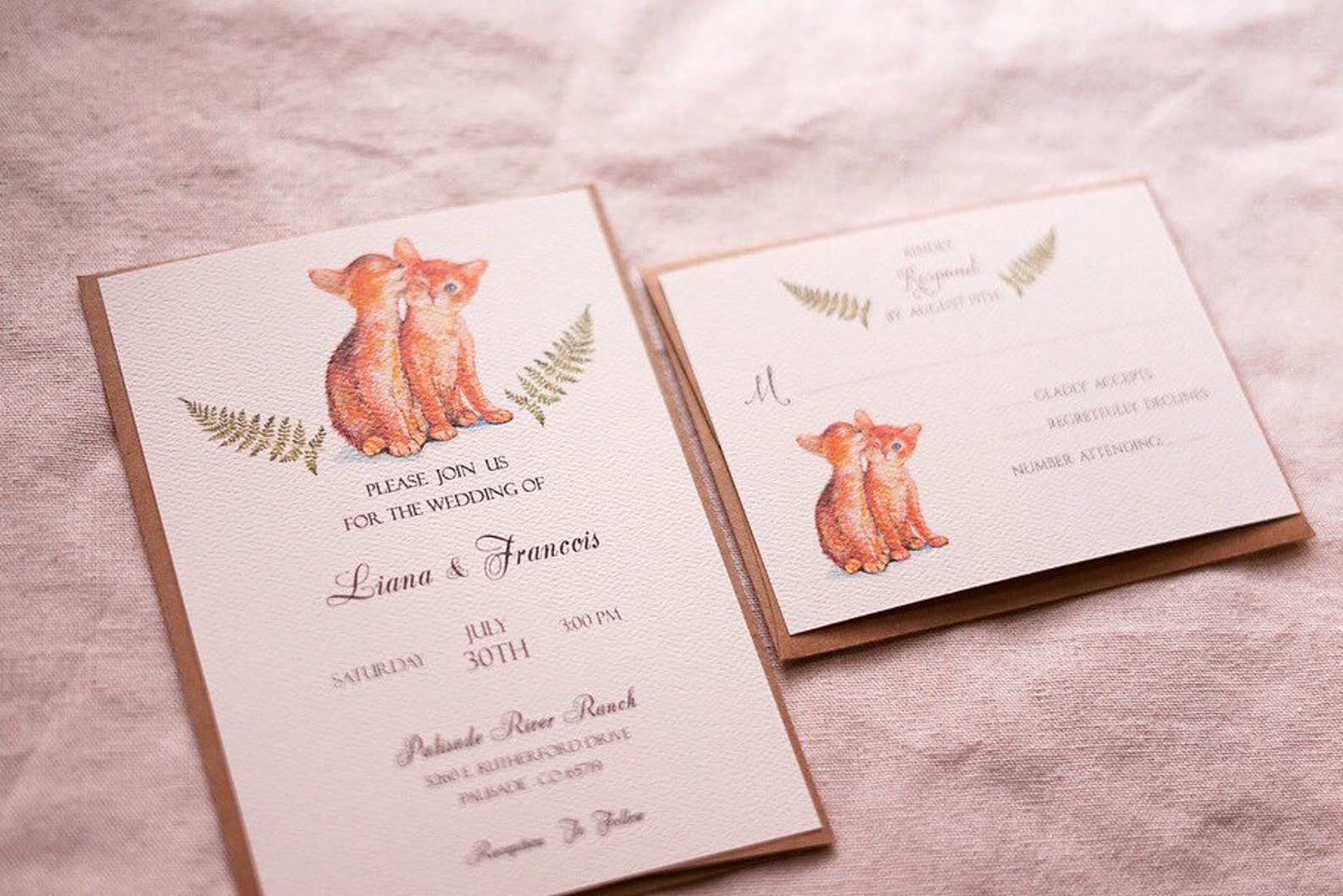 Printable or Printed Cat Wedding Invitation Suite Kittens | Etsy