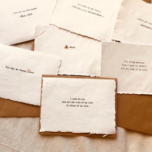 7 Little Love Notes - Love Notes on Handmade Papers - Valentines Gift ...
