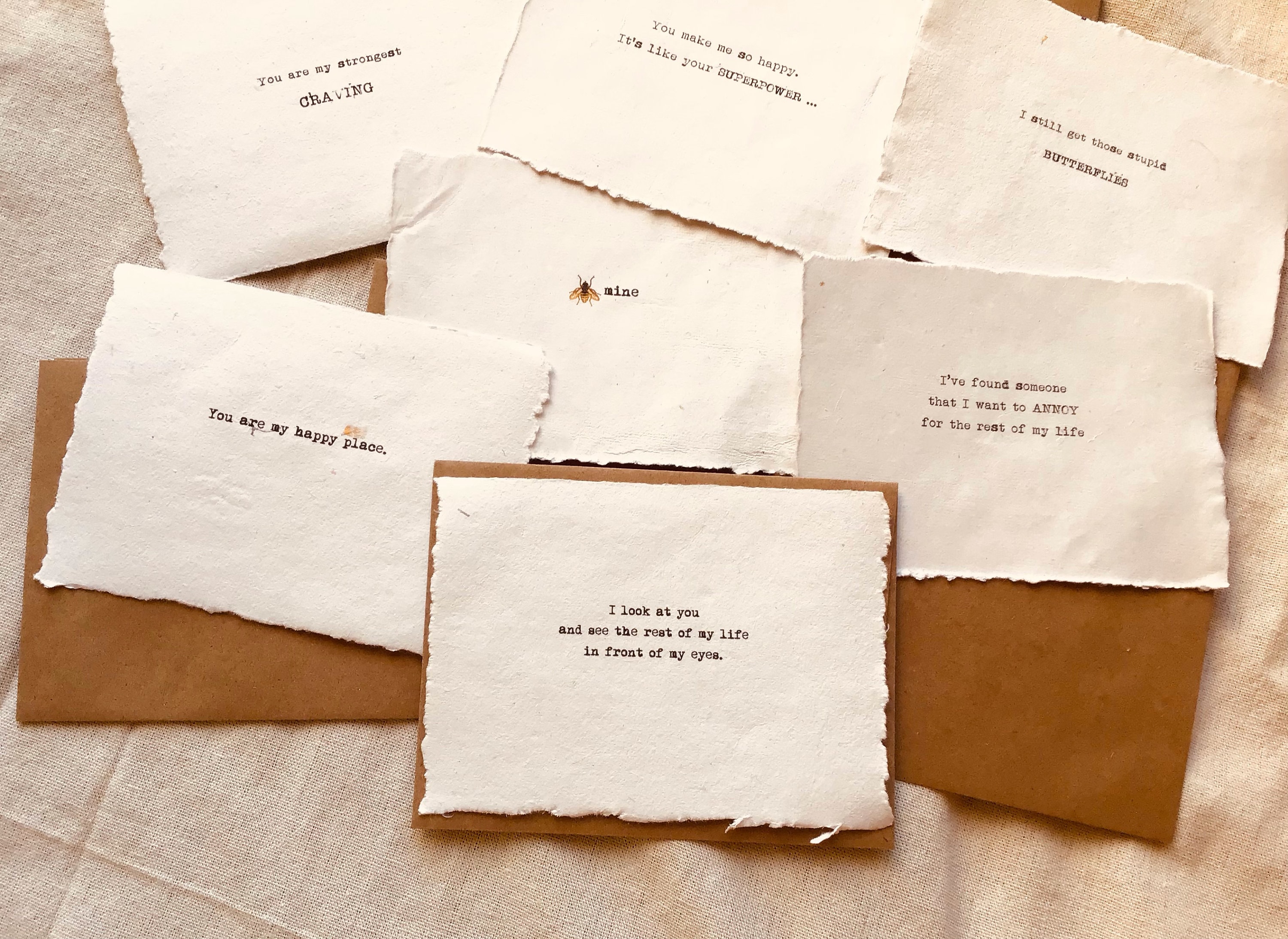 7 Little Love Notes - Love Notes on Handmade Papers - Valentines Gift ...
