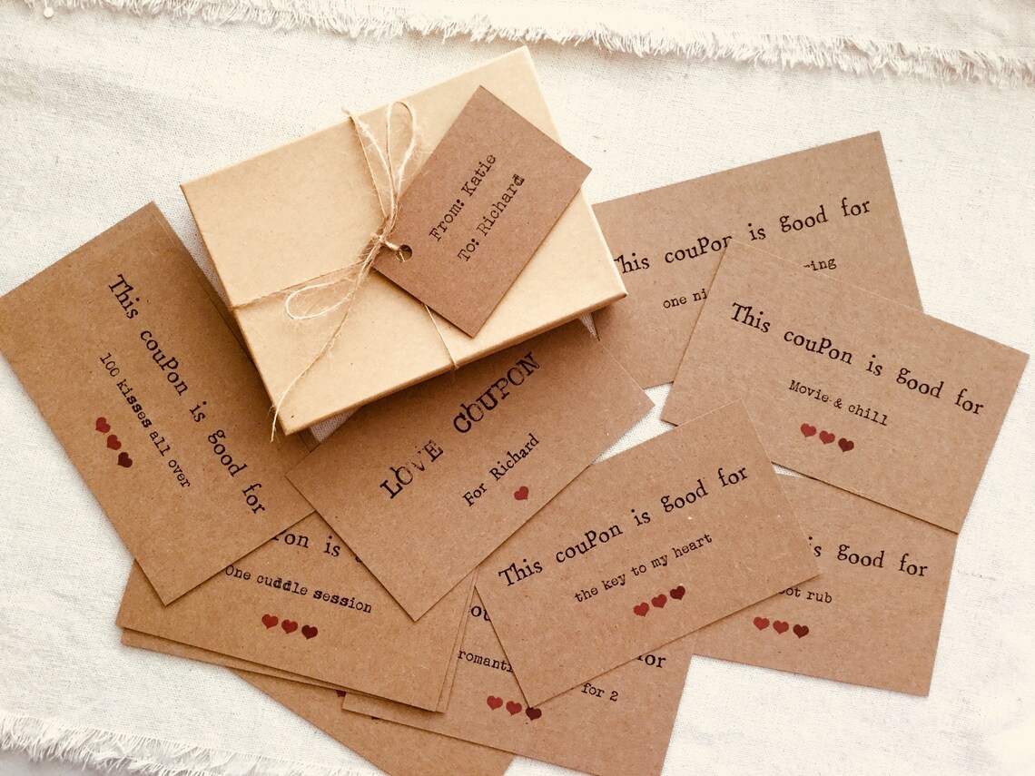 Personalized Love Coupon Box - Love Voucher - Gift for Him - Gift for ...